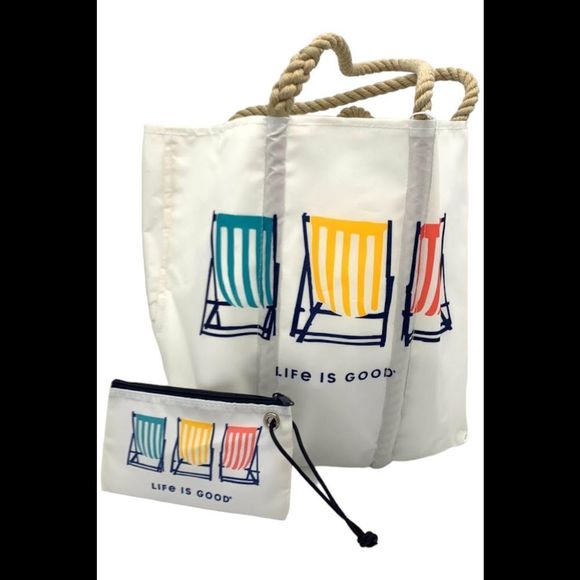 Life Is Good | Bags | Life Is Good X Sea Bags Medium Tote With Wristlet ...